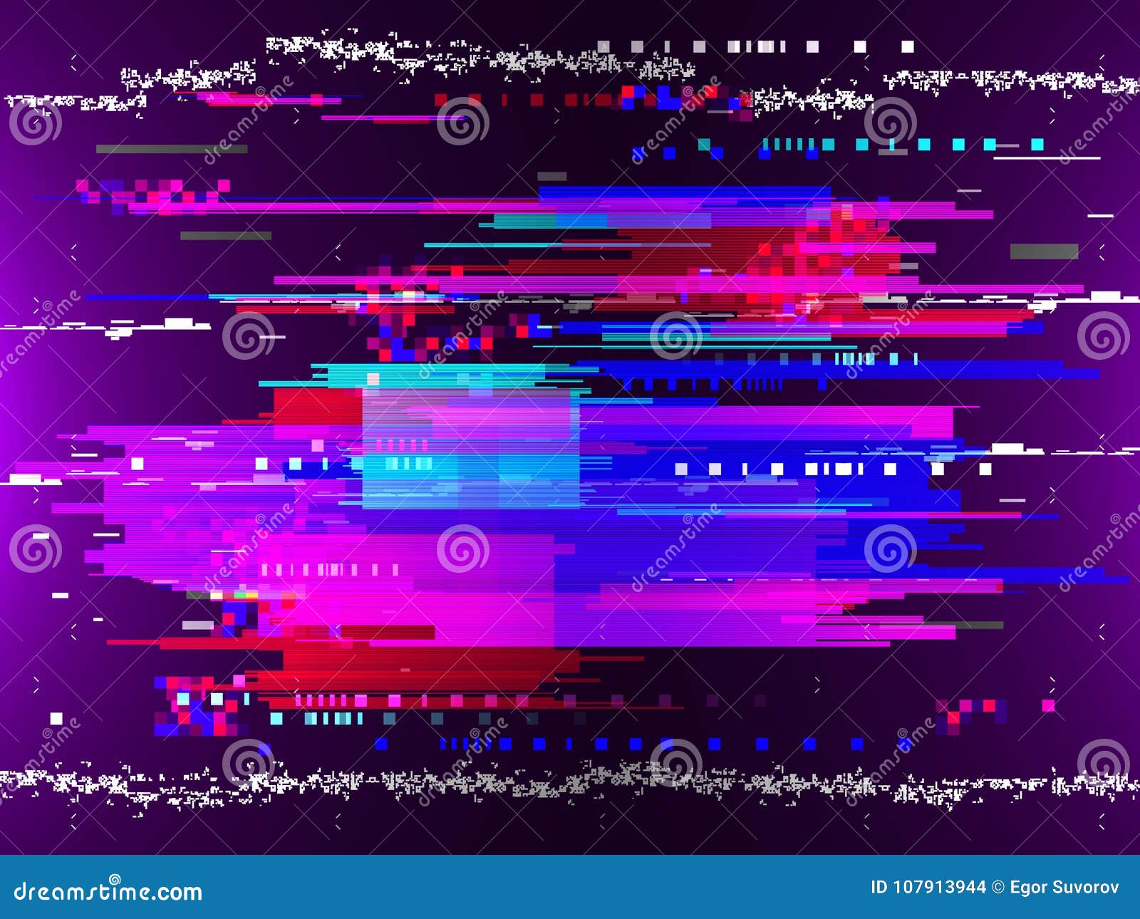 Glitched Color Horizontal and Vertical Stripes and Shapes. Abstract ...