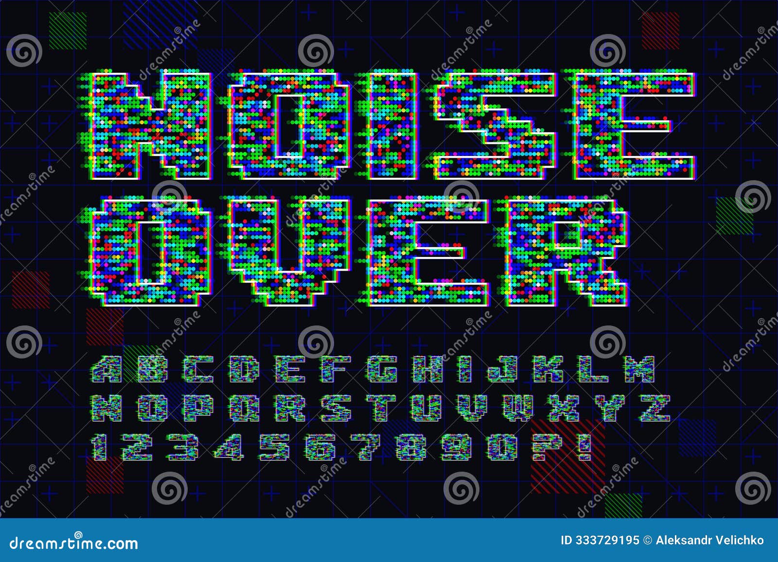Glitched Colorful RGB Dots Alphabet Design, Noisy Text Effect. Stock ...