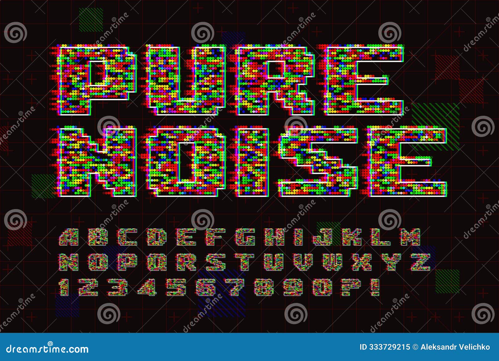 Glitched Colorful RGB Dots Alphabet Design, Noisy Text Effect. Stock ...