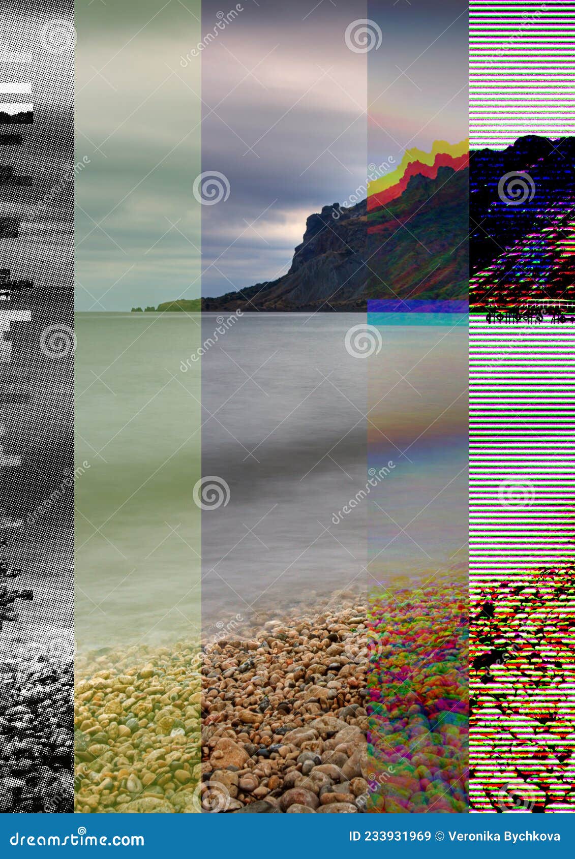 Glitched Illustration. Random Digital Signal Errors in Front of Nature ...