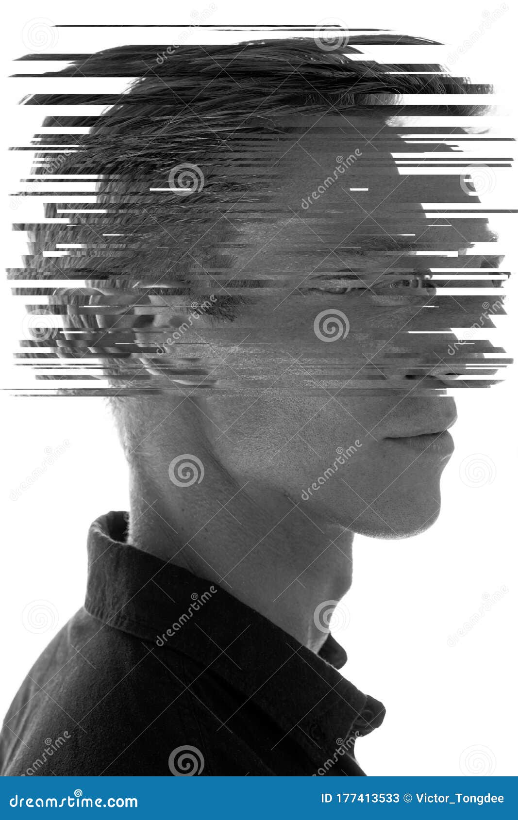Glitched portrait of a man stock image. Image of face - 177413533