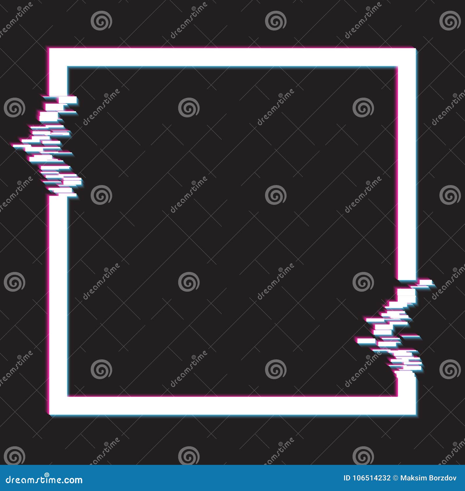 Glitched Square Frame Design Stock Vector - Illustration of geometric ...