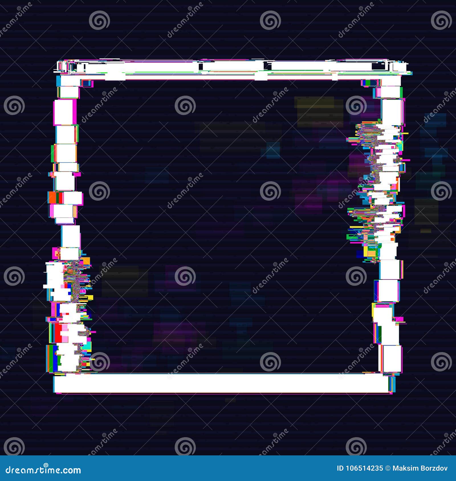 Glitched Square Frame Design Stock Vector - Illustration of frame ...