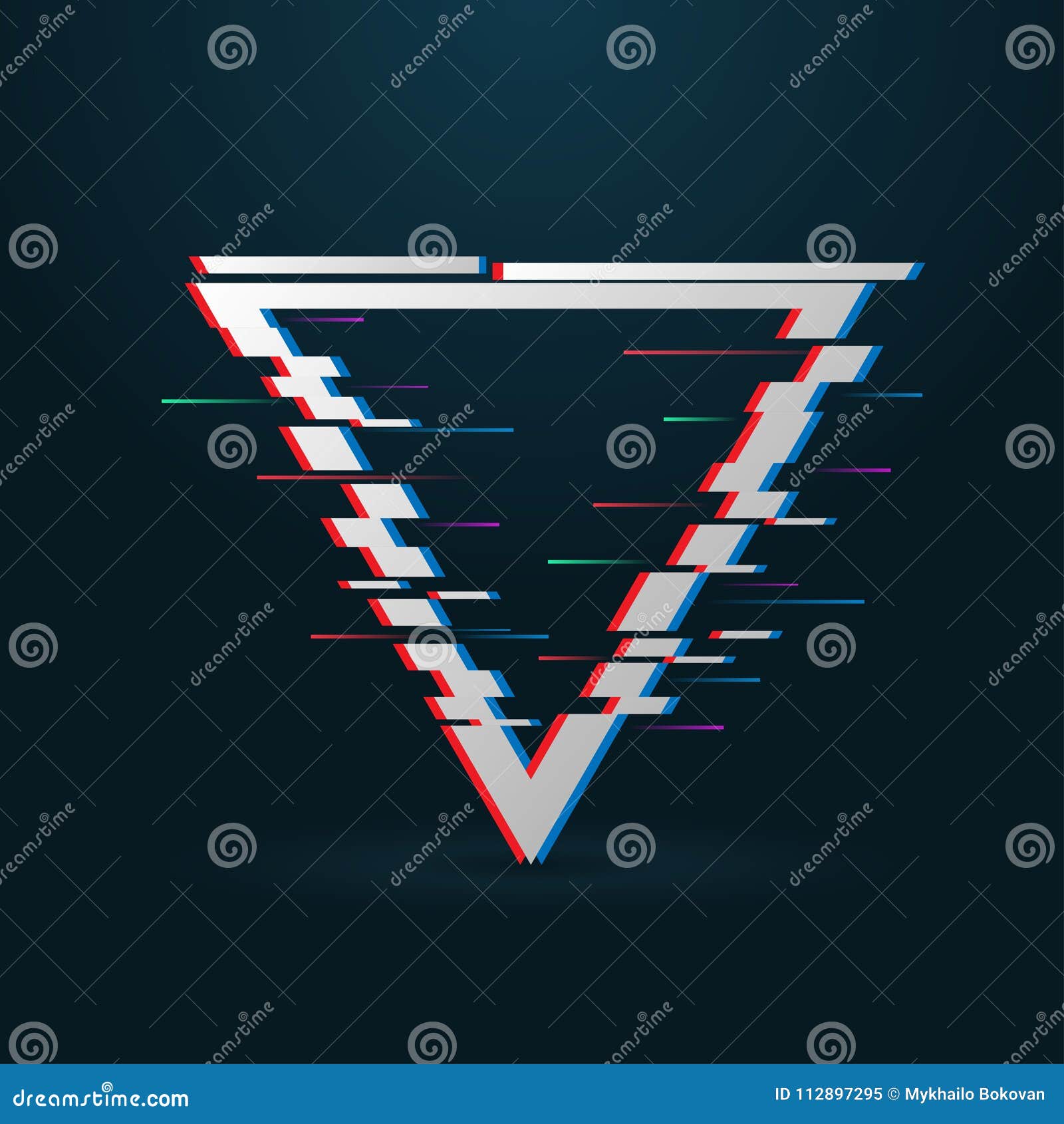 Glitched triangle frame stock vector. Illustration of glow - 112897295