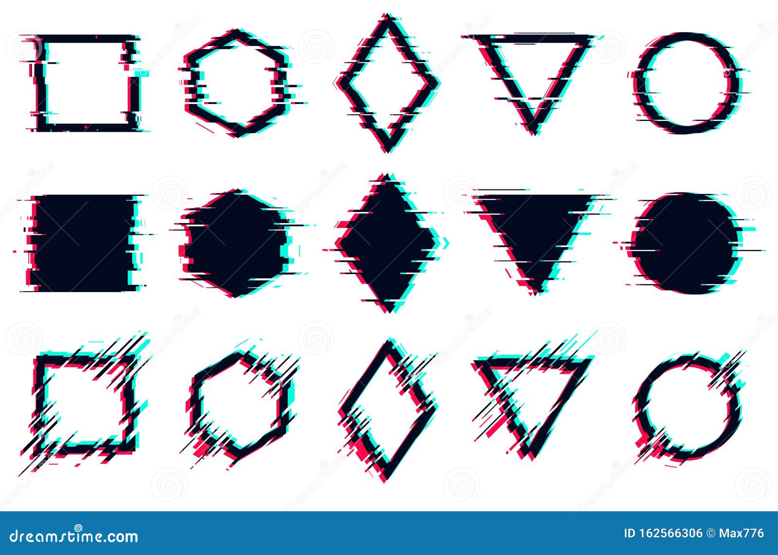 Vector Glitch White Star Isolated On White Background, Blue, Pink And ...