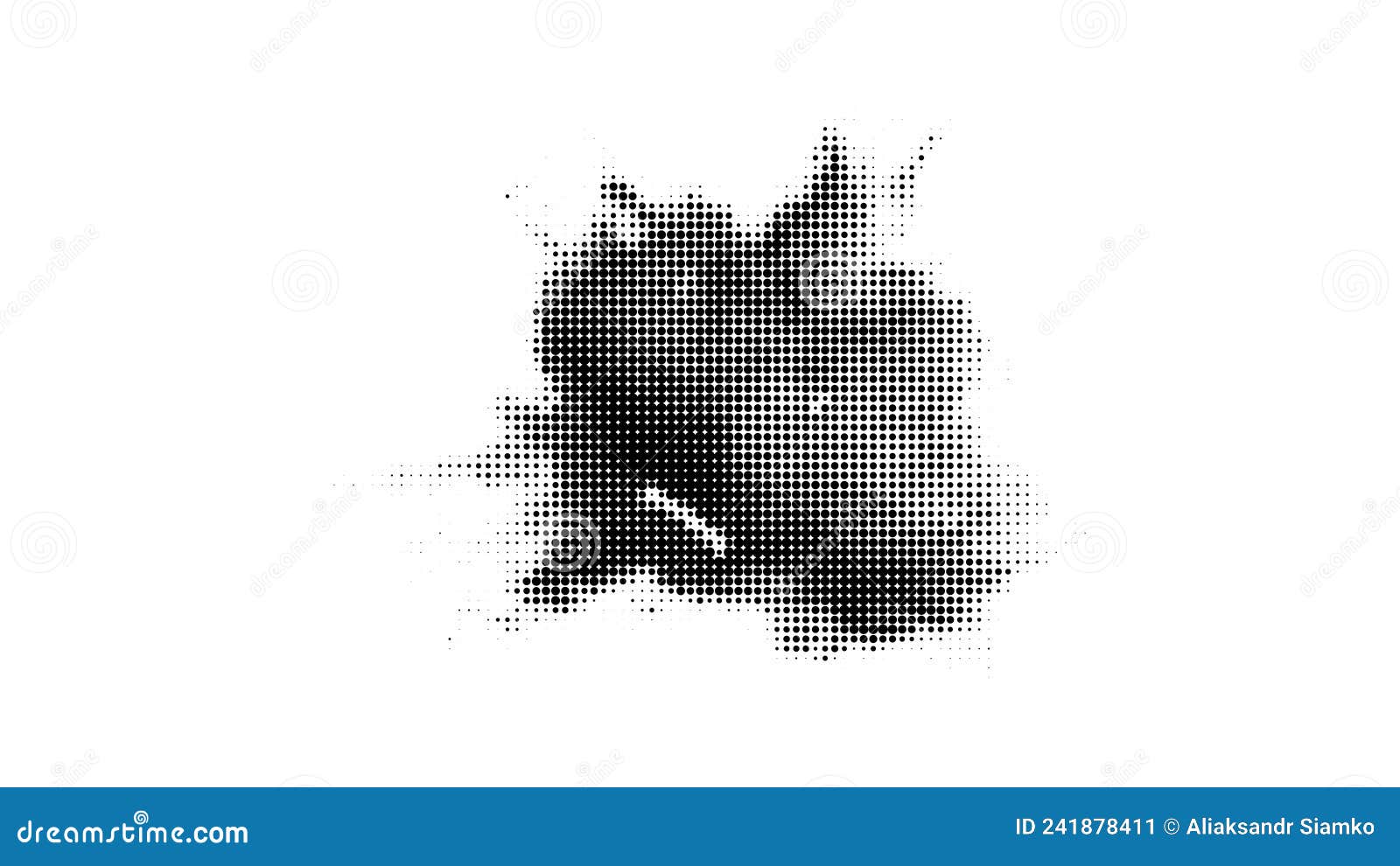 Glitched Vector Halftone Stain. Black Blot Made of Round Particles ...