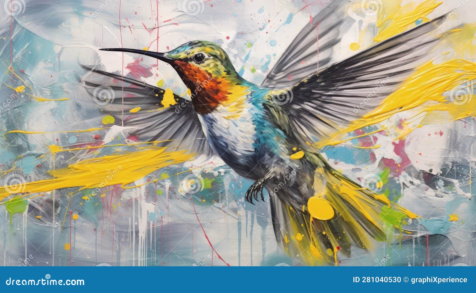 Glitching Acryl Hummingbird Artwork Stock Illustration - Illustration ...