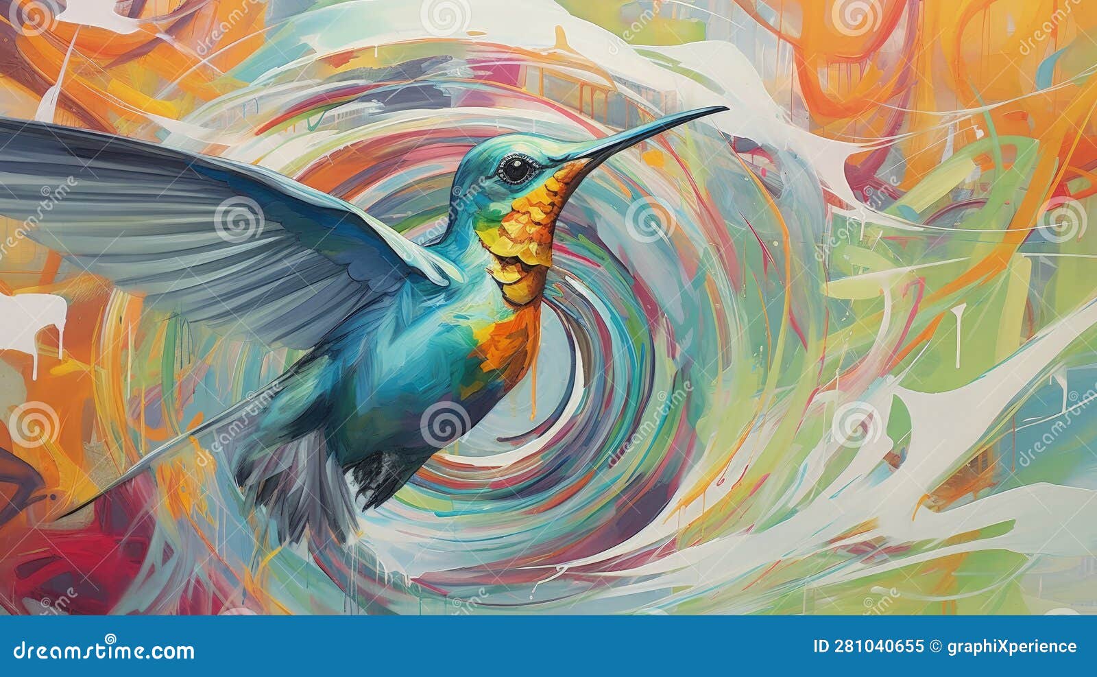Glitching Acryl Hummingbird Artwork Stock Illustration - Illustration ...