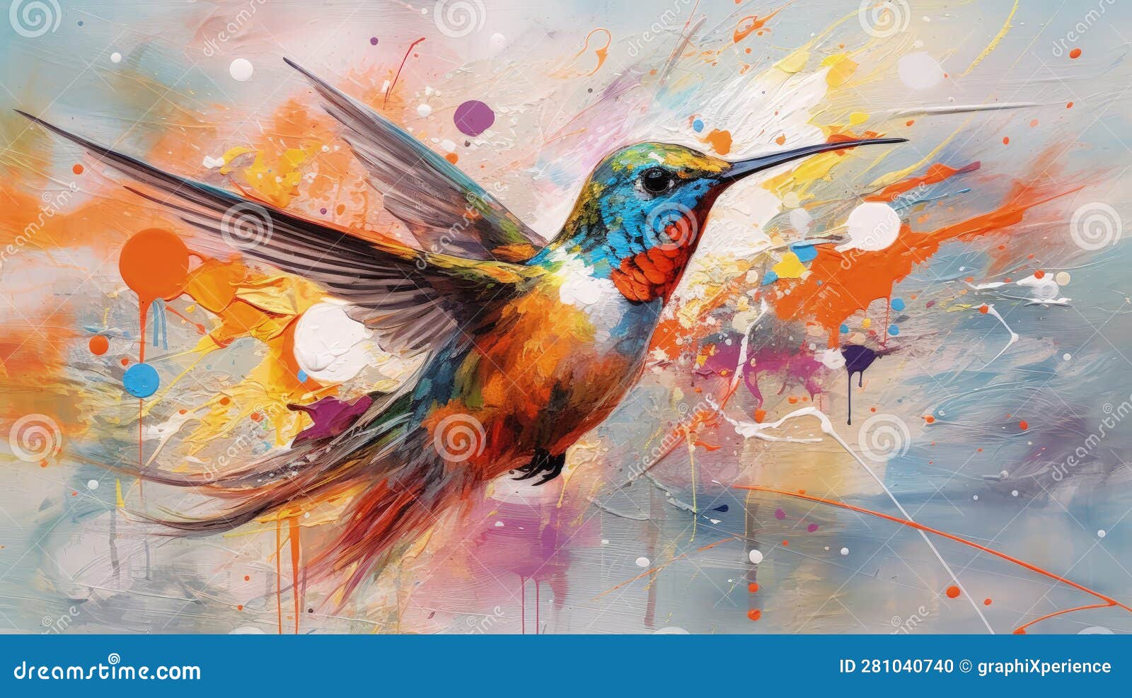 Glitching Acryl Hummingbird Artwork Stock Illustration - Illustration ...
