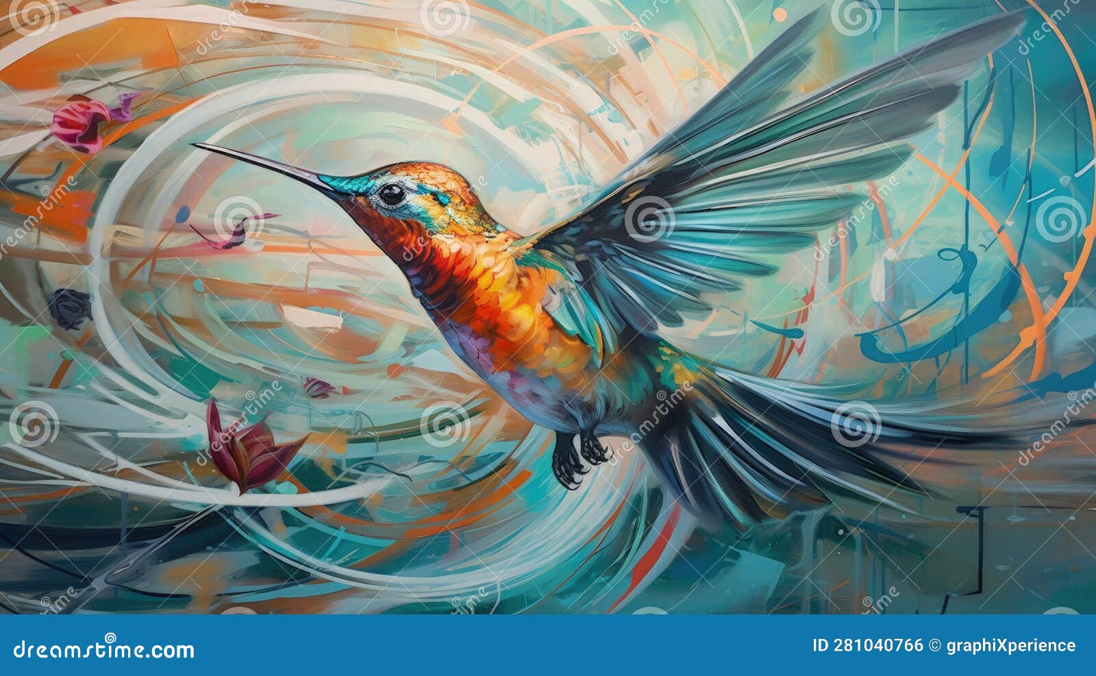 Glitching Acryl Hummingbird Artwork Stock Illustration - Illustration ...