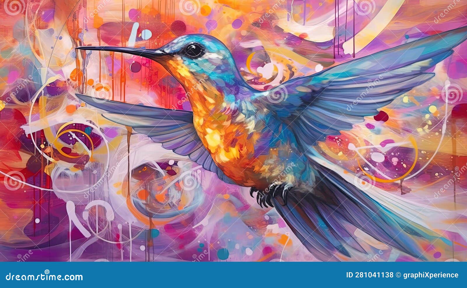 Glitching Acryl Hummingbird Artwork Stock Illustration - Illustration ...