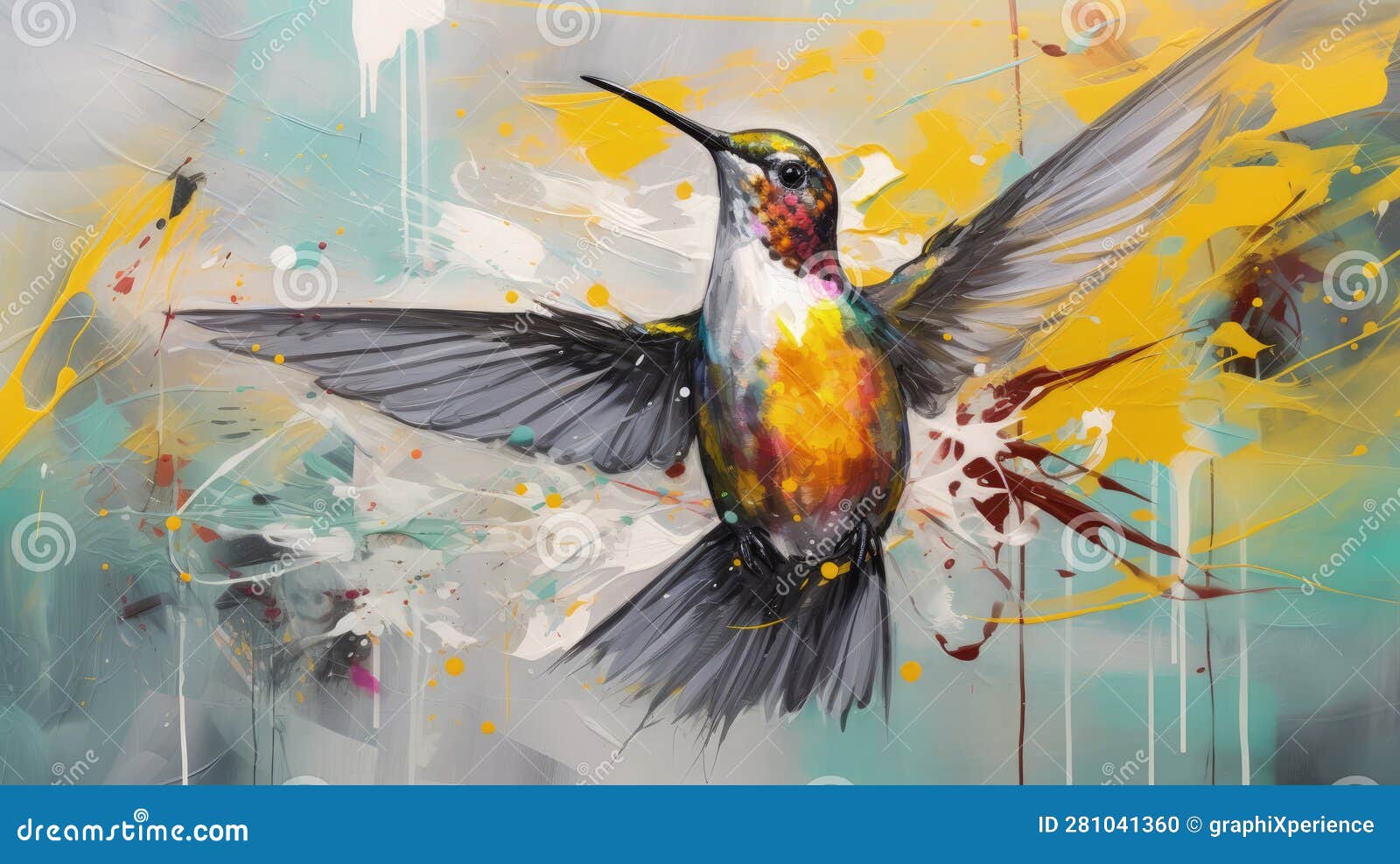 Glitching Acryl Hummingbird Artwork Stock Illustration - Illustration ...