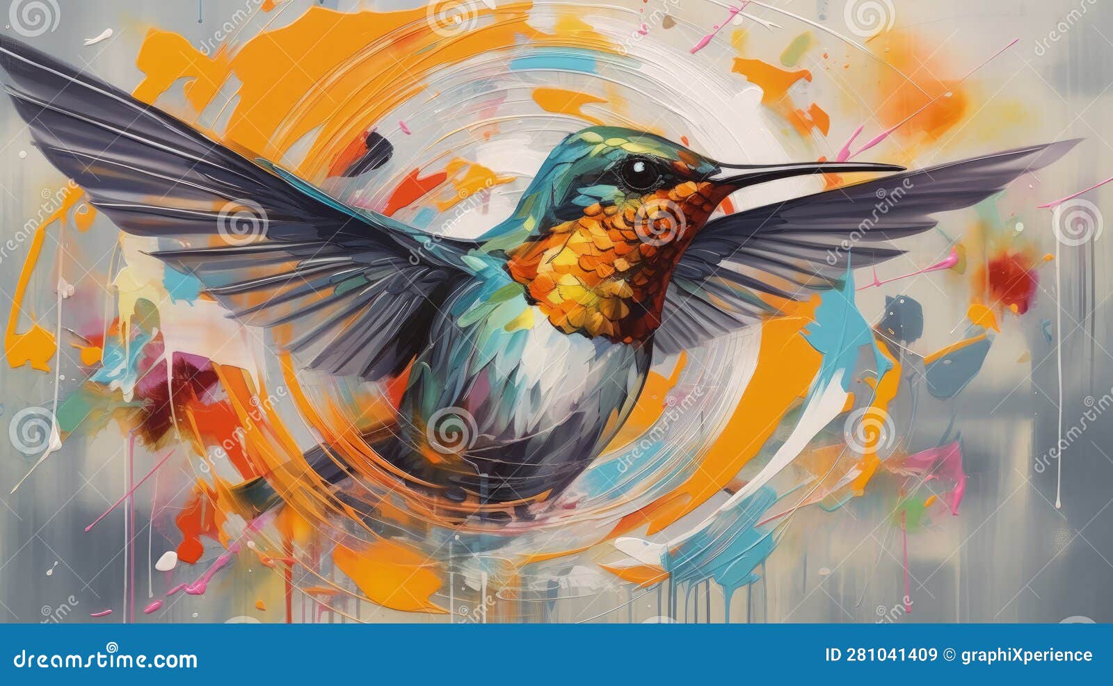 Glitching Acryl Hummingbird Artwork Stock Illustration - Illustration ...