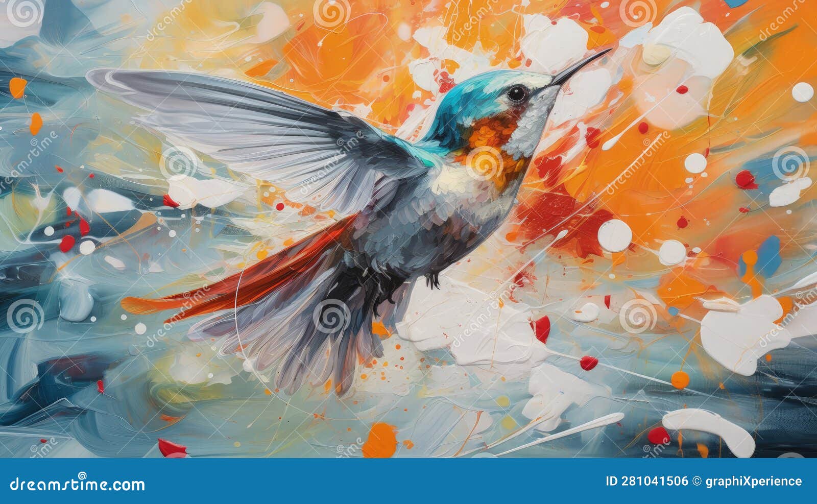 Glitching Acryl Hummingbird Artwork Stock Illustration - Illustration ...