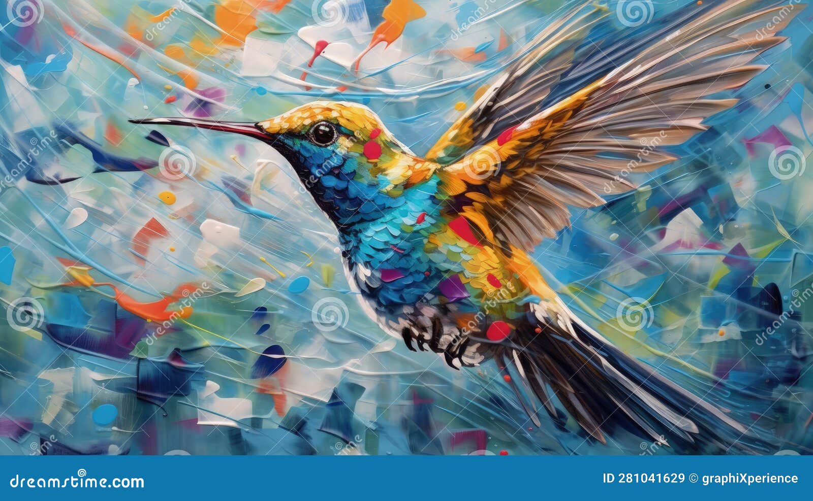 Glitching Acryl Hummingbird Artwork Stock Illustration - Illustration ...