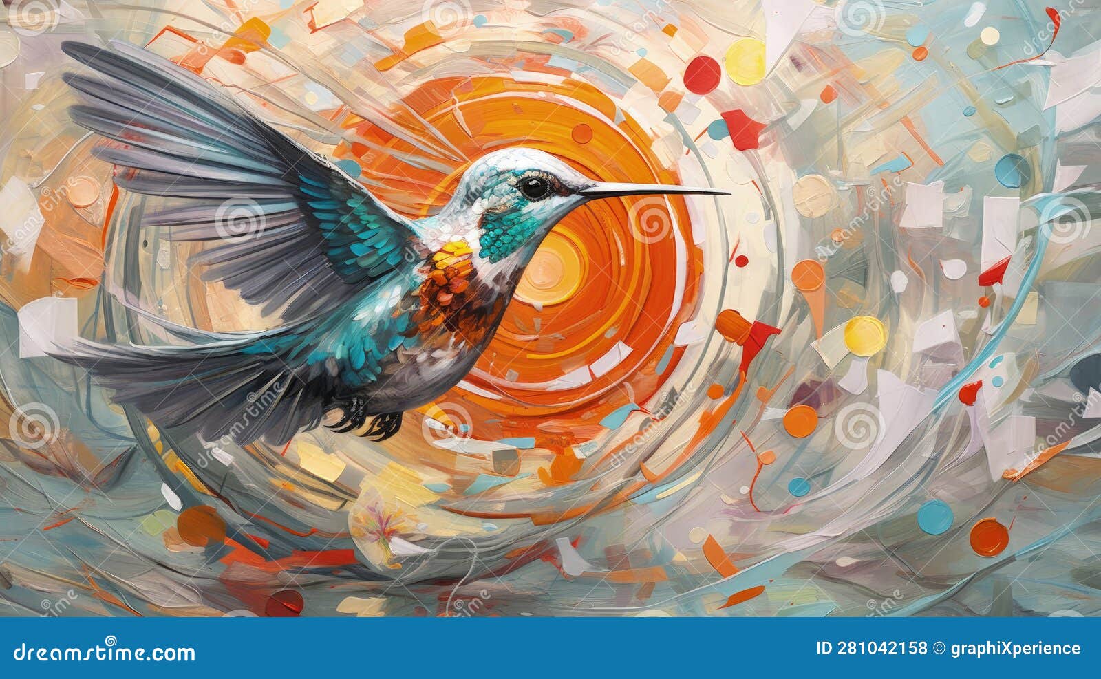 Glitching Acryl Hummingbird Artwork Stock Illustration - Illustration ...