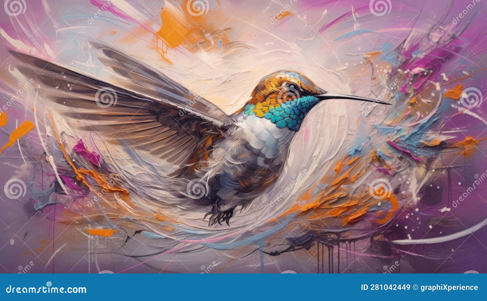 Glitching Acryl Hummingbird Artwork Stock Illustration - Illustration ...