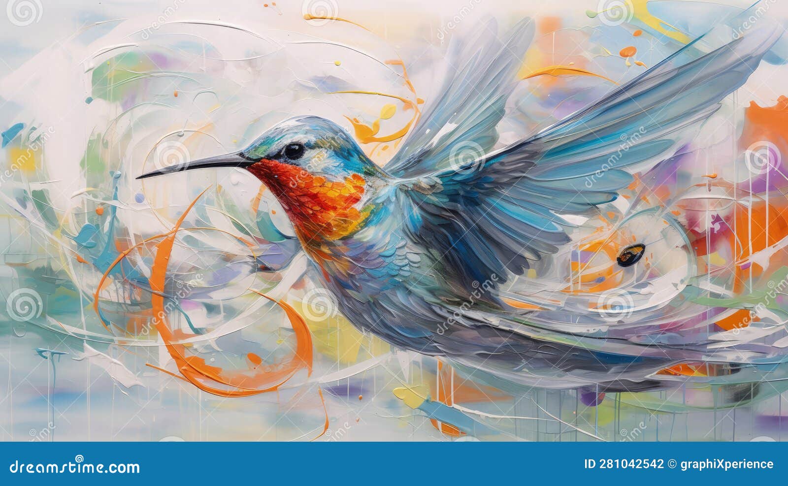 Glitching Acryl Hummingbird Artwork Stock Illustration - Illustration ...
