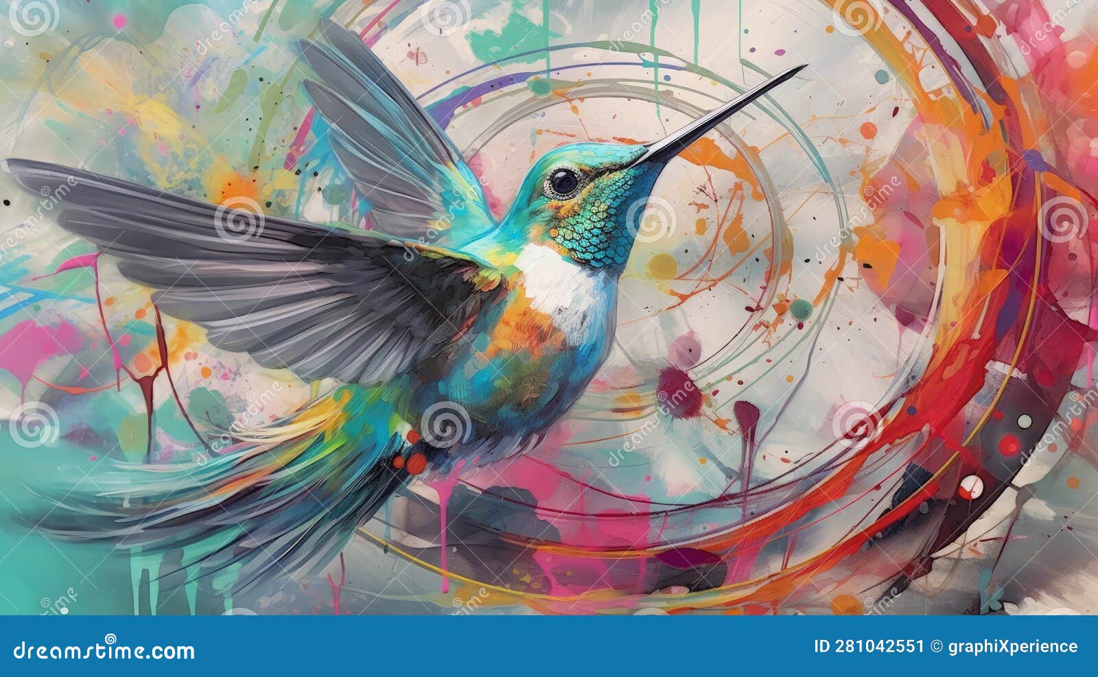 Glitching Acryl Hummingbird Artwork Stock Illustration - Illustration ...