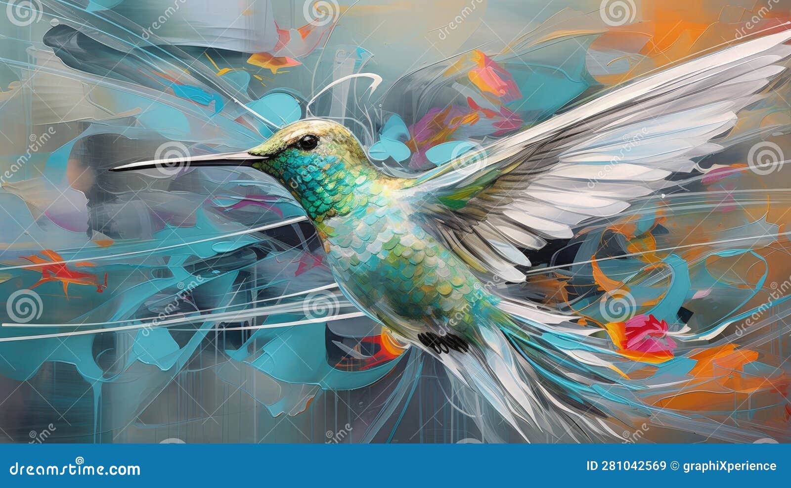 Glitching Acryl Hummingbird Artwork Stock Illustration - Illustration ...