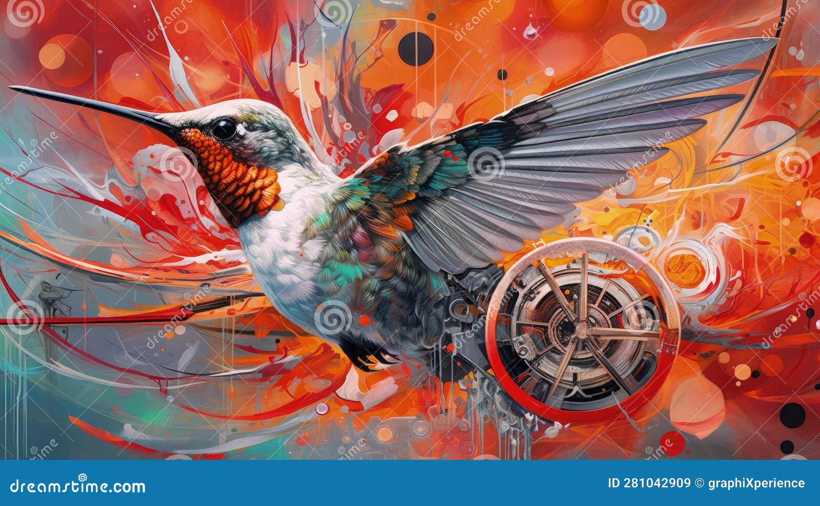 Glitching Acryl Hummingbird Artwork Stock Illustration - Illustration ...