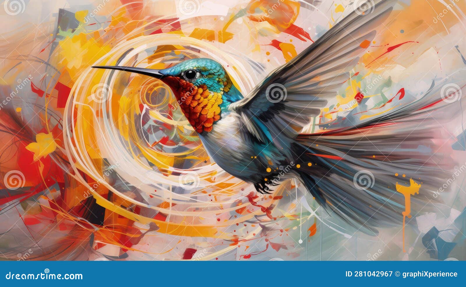 Glitching Acryl Hummingbird Artwork Stock Illustration - Illustration ...