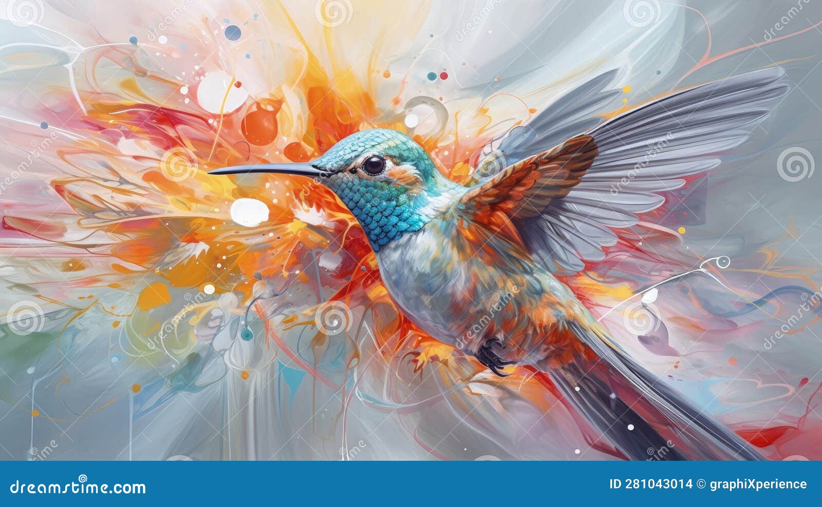 Glitching Acryl Hummingbird Artwork Stock Illustration - Illustration ...