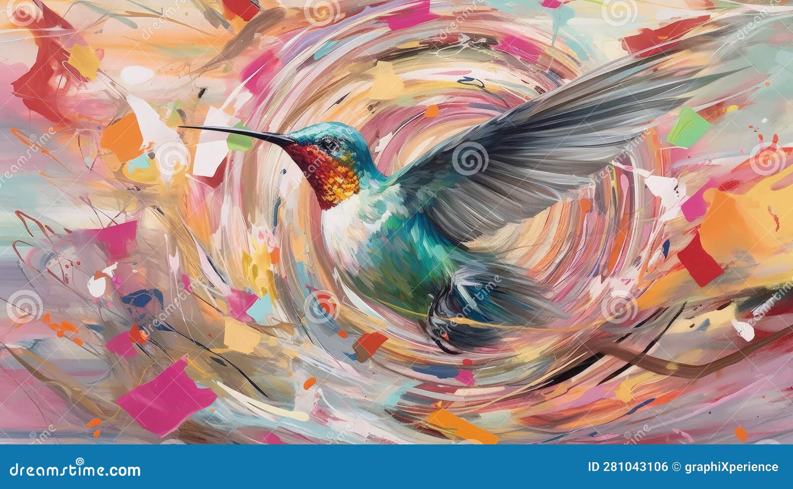 Glitching Acryl Hummingbird Artwork Stock Illustration - Illustration ...