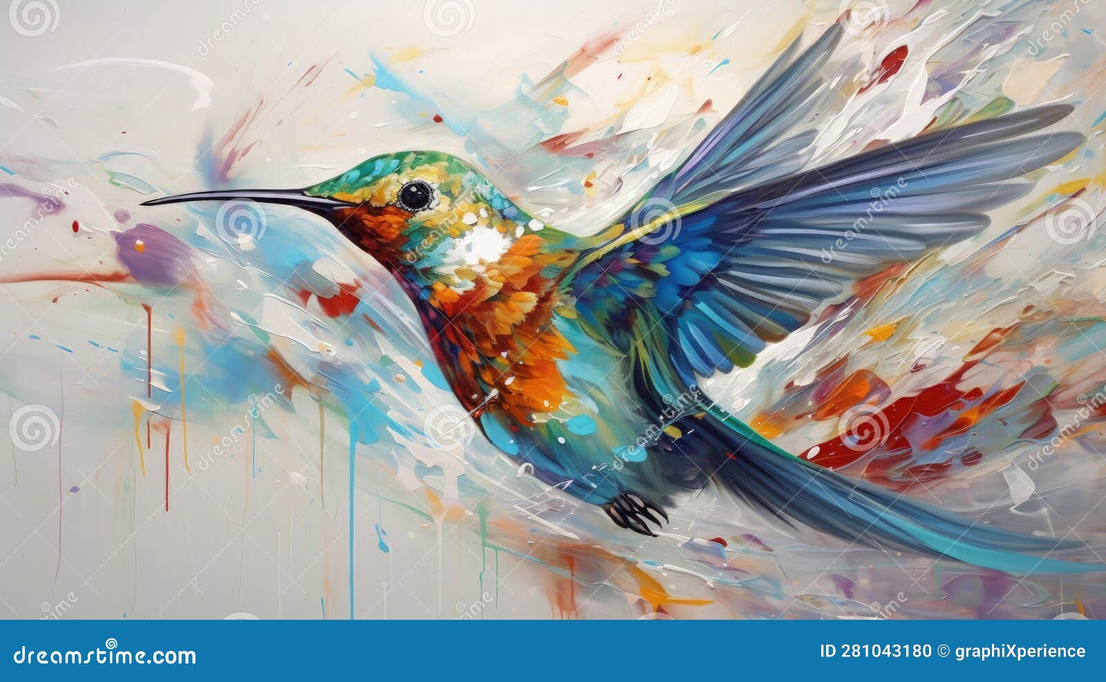 Glitching Acryl Hummingbird Artwork Stock Illustration - Illustration ...