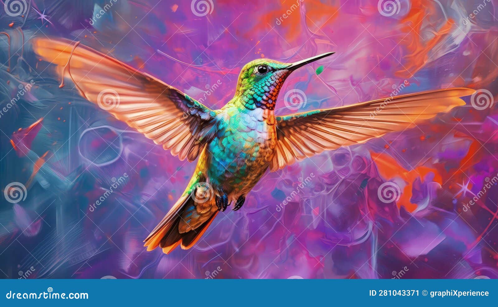 Glitching Acryl Hummingbird Artwork Stock Illustration - Illustration ...