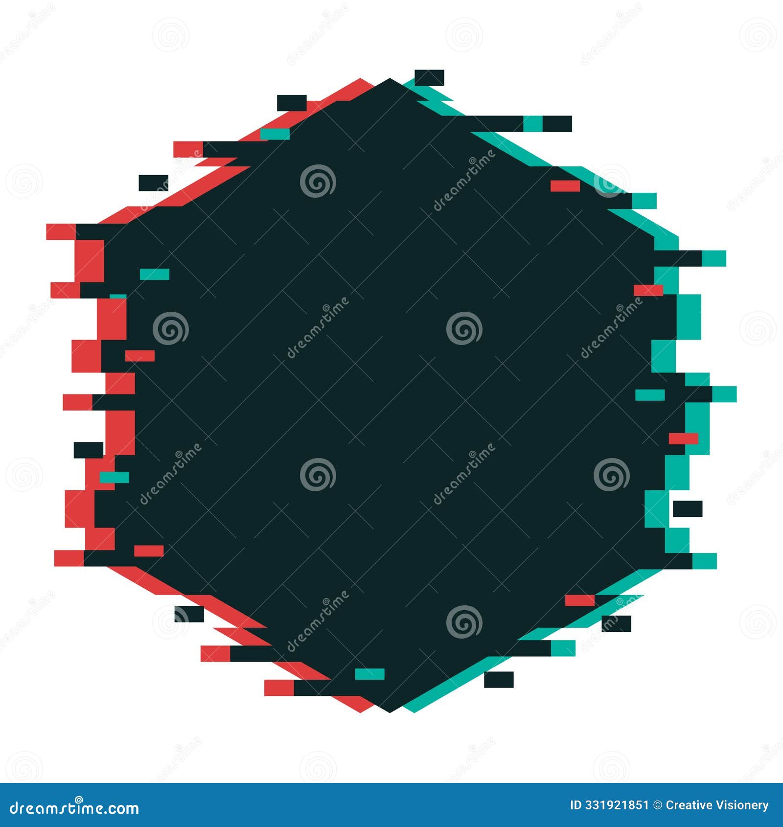 Abstract Glitching Hexagon Frame Decoration Stock Illustration ...