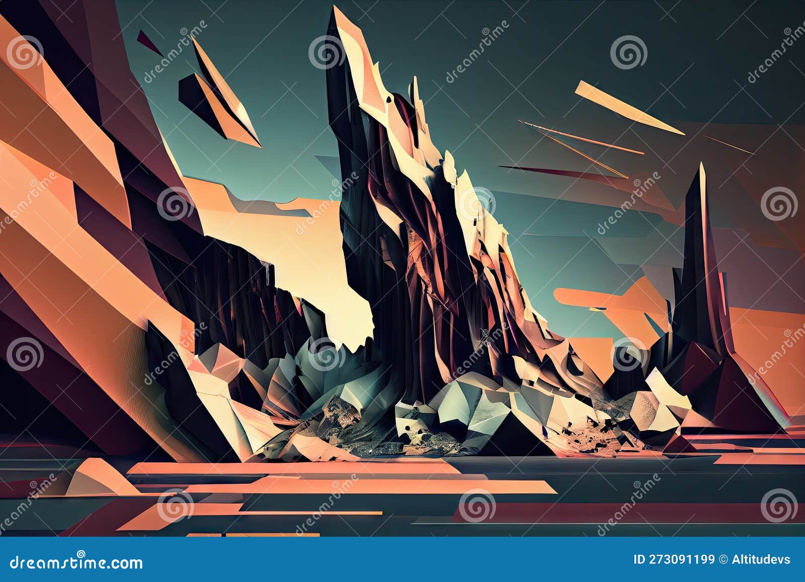 A Glitchy, Abstract Digital Landscape, with Sharp Angles and Distorted ...