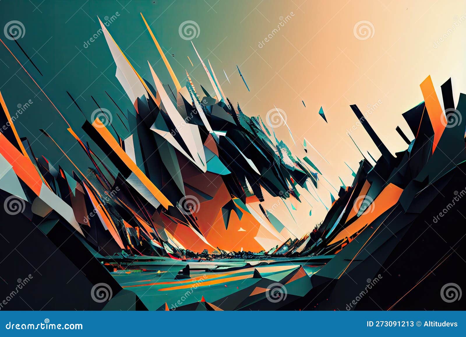 A Glitchy, Abstract Digital Landscape, with Sharp Angles and Distorted ...