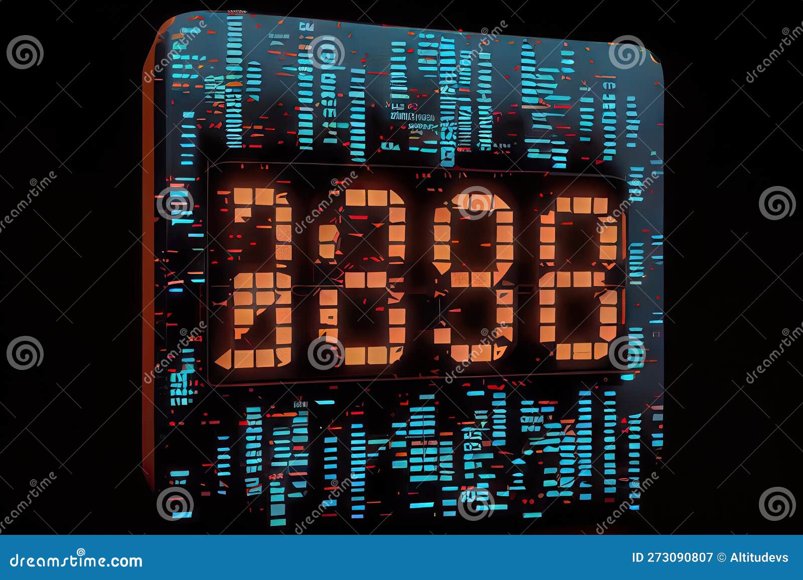 A Glitchy Digital Clock with Distorted Numbers, a Flickering Display ...