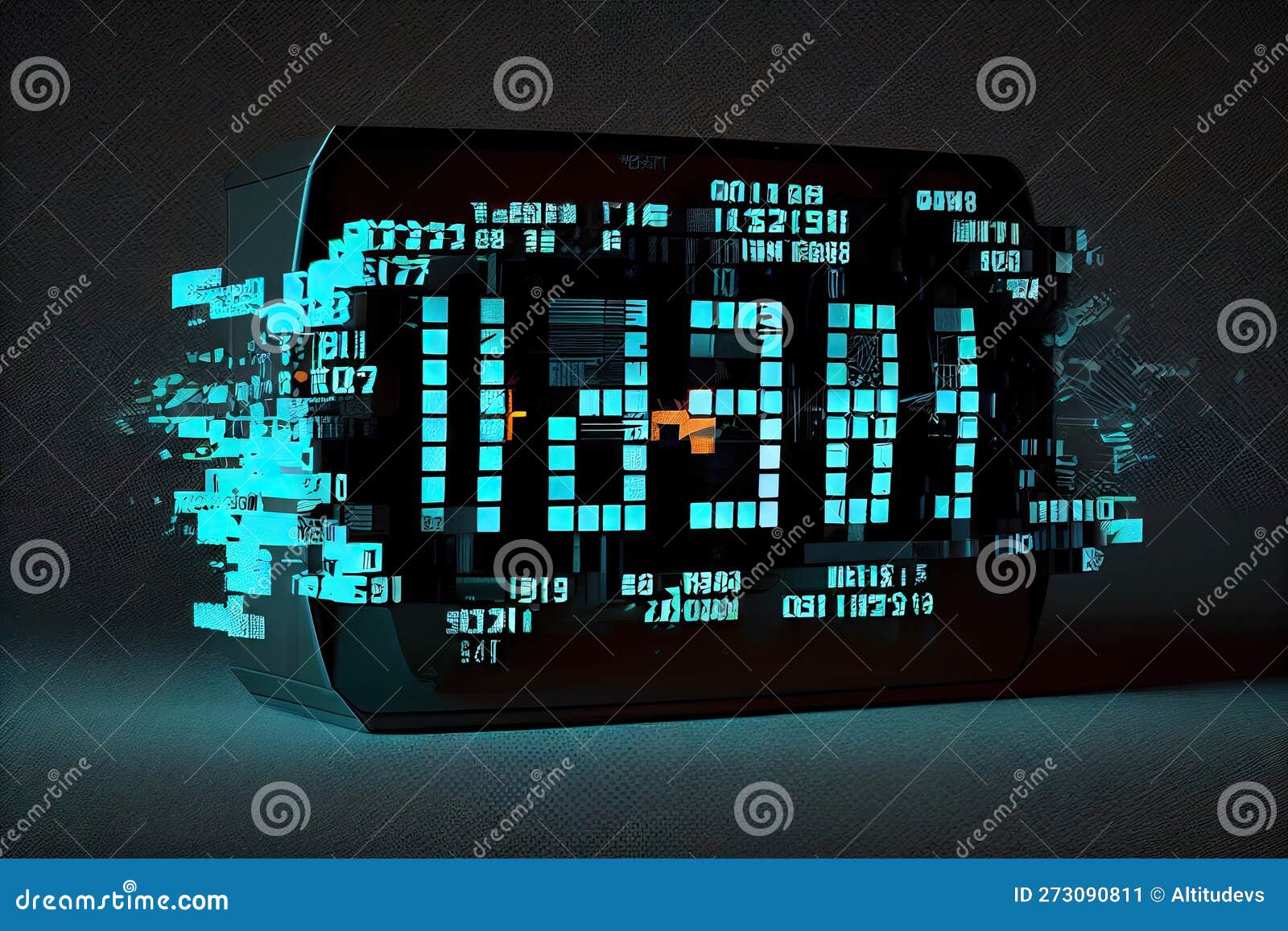 A Glitchy Digital Clock with Distorted Numbers, a Flickering Display ...