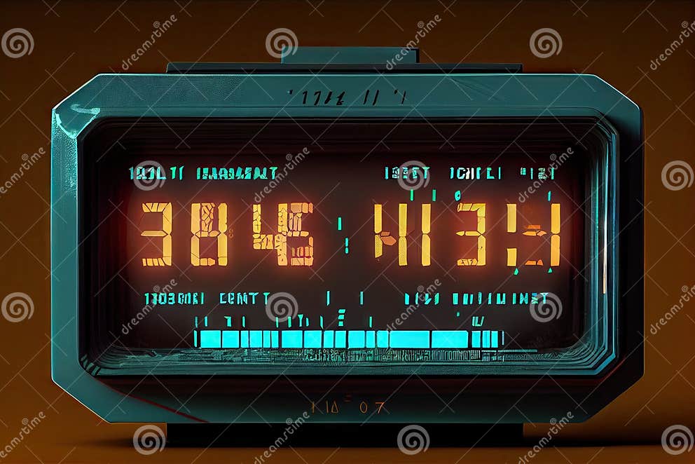 A Glitchy Digital Clock that Shows the Wrong Time and Date. Stock ...