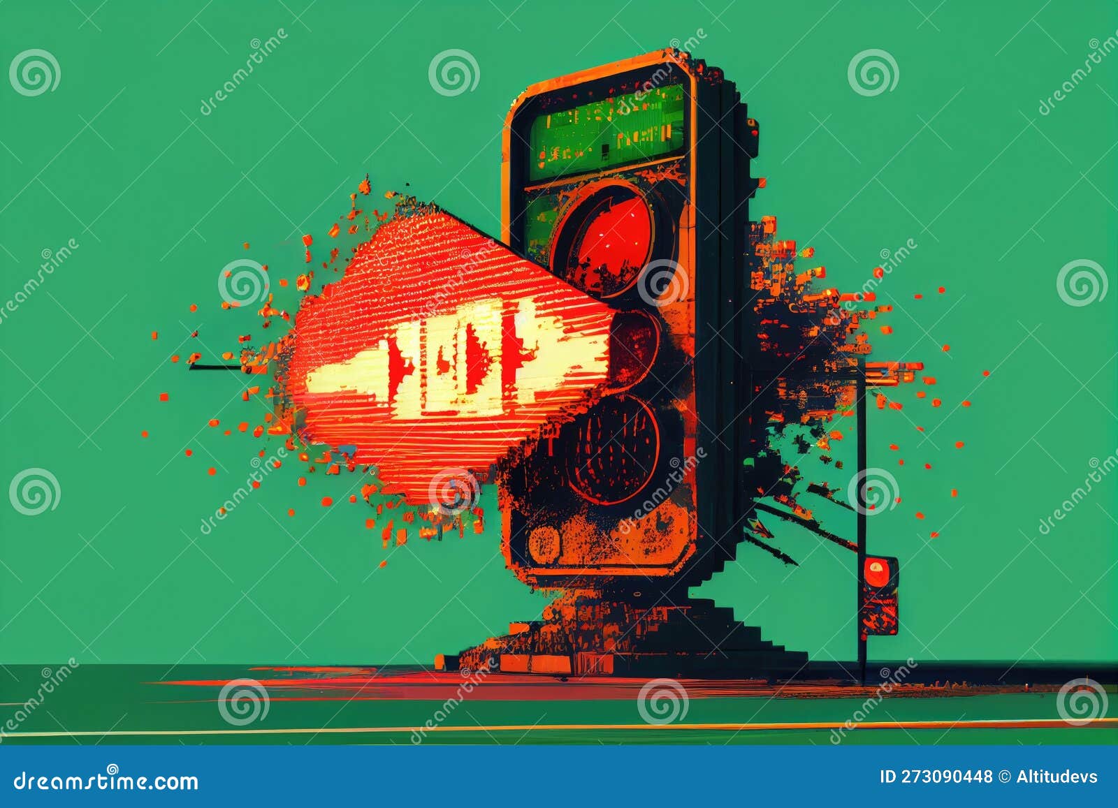 A Glitchy Digital Stop Sign, with a Distorted Stock Illustration ...