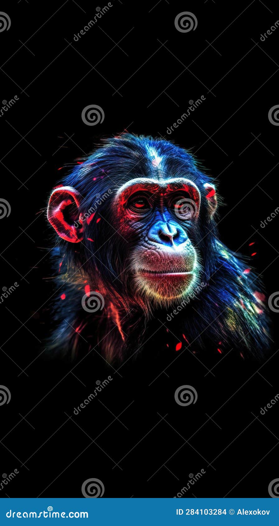 Glitchy Monkey on Dark Background. Generative AI Stock Illustration ...