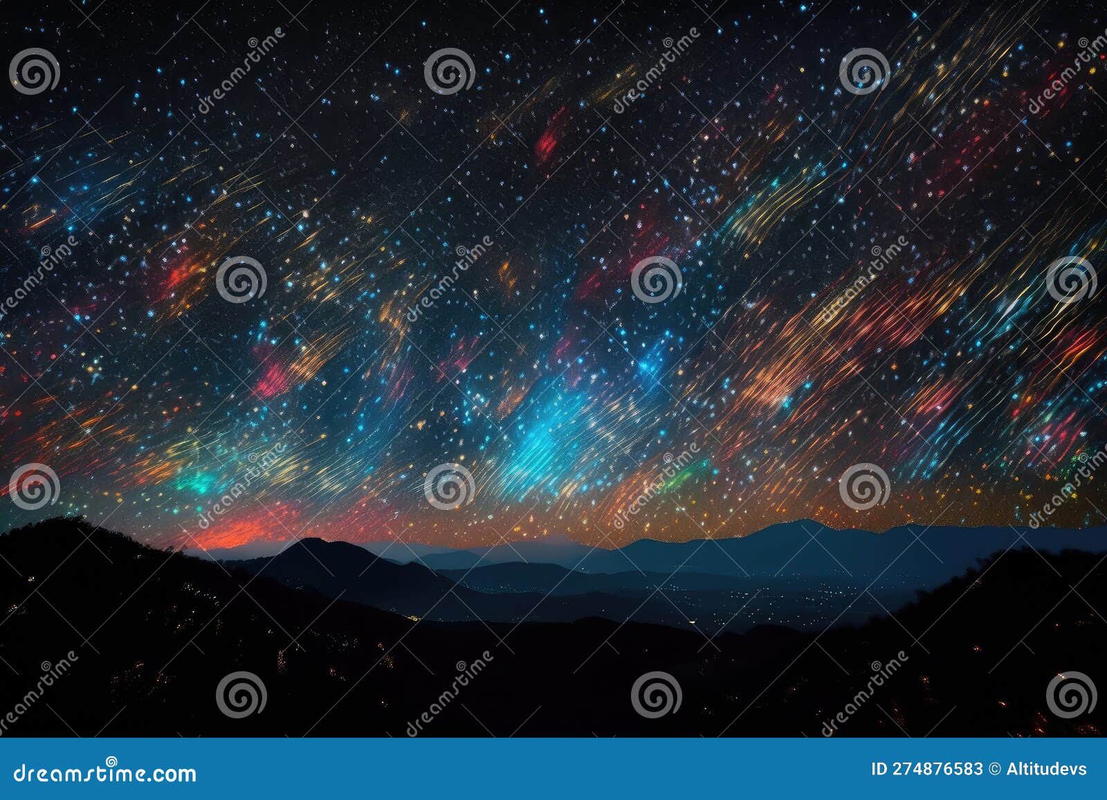A Glitchy Night Sky, Filled with Stars and Planets Stock Illustration ...