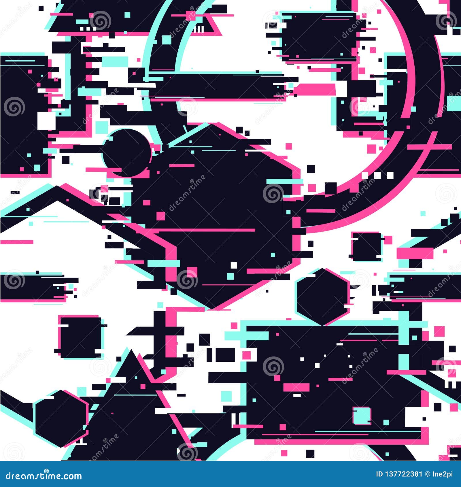 Glitchy Seamless Pattern. Abstract Texture with Glitch Effect. Surface ...