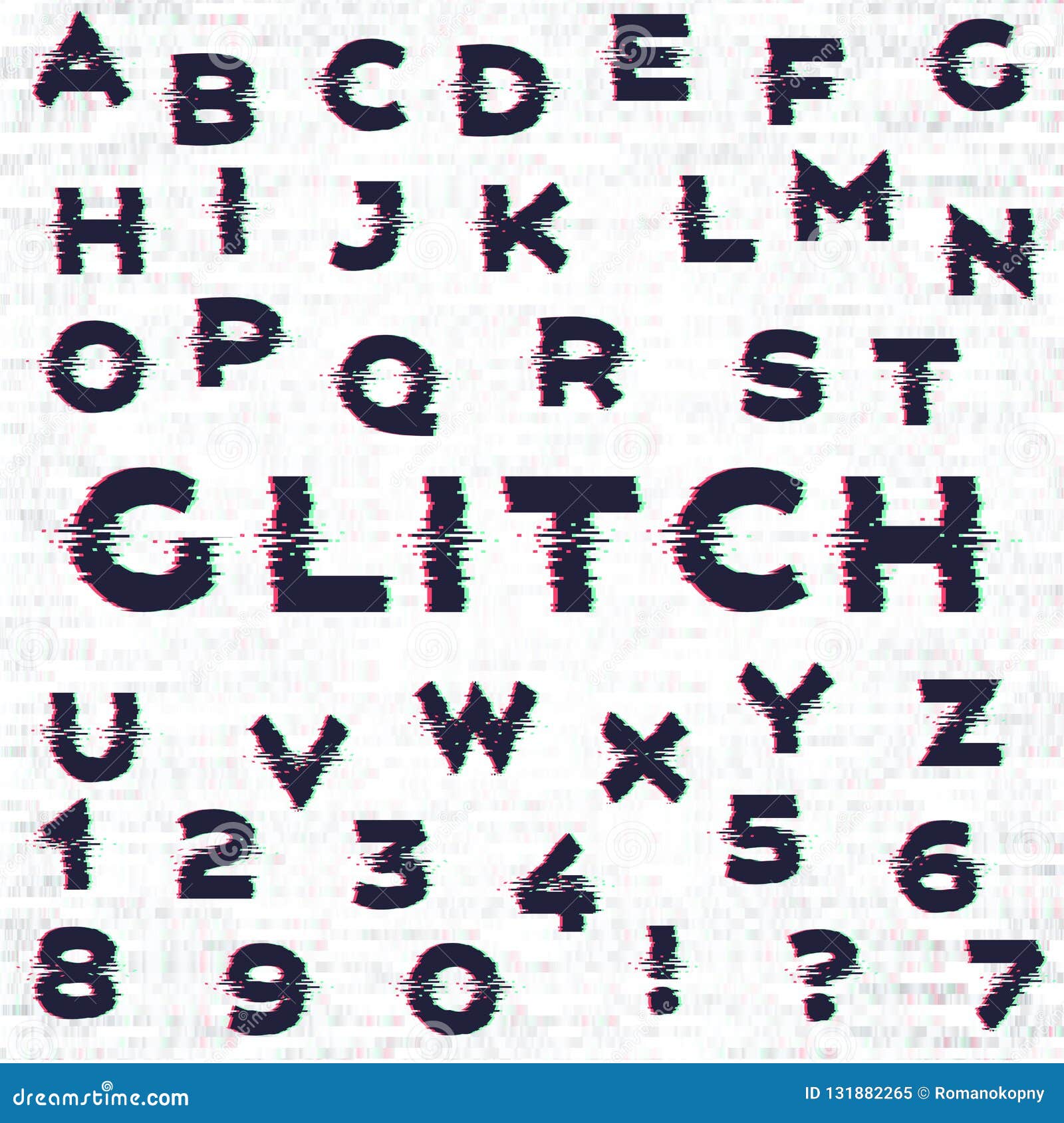 Glith Font And Numbers Vector Illustration | CartoonDealer.com #121682518