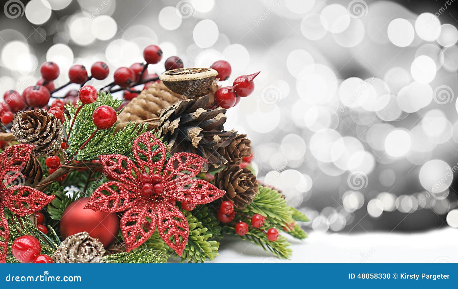 Glitter Christmas Decorations Stock Photo - Image of berry, holiday ...