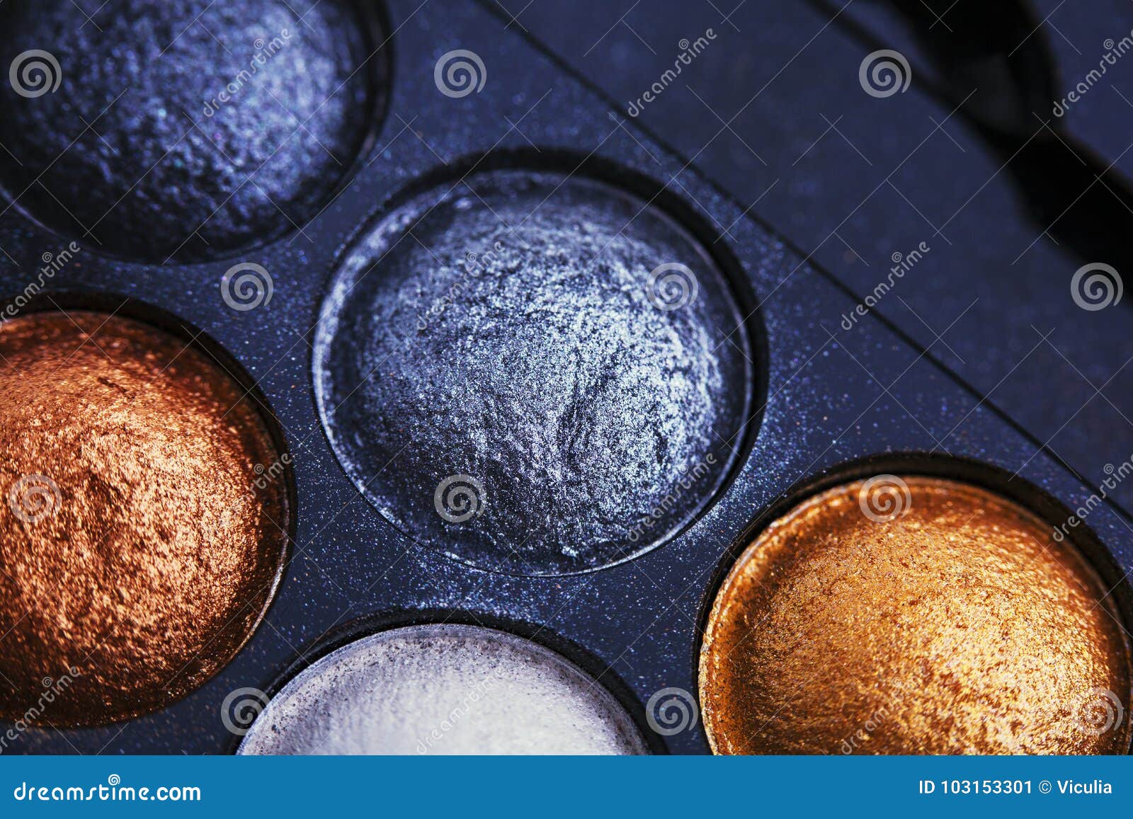 Glitter Eye Shadows Palette on Black Background Stock Image - Image of ...