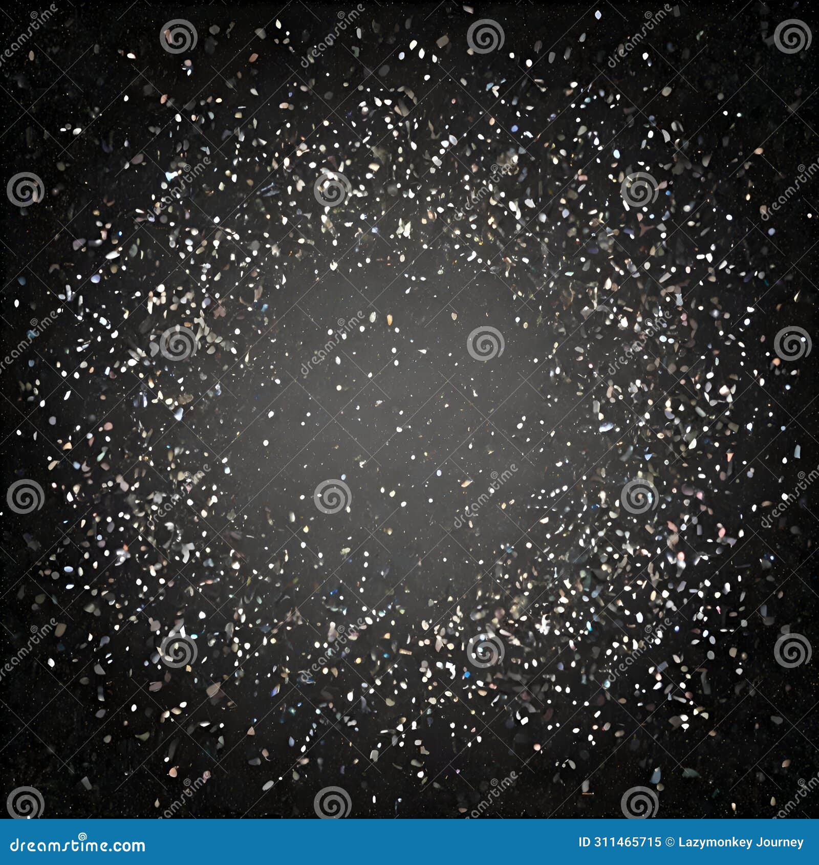 Glitter Confetti Silver Dust, Explosion on Black Background Stock ...