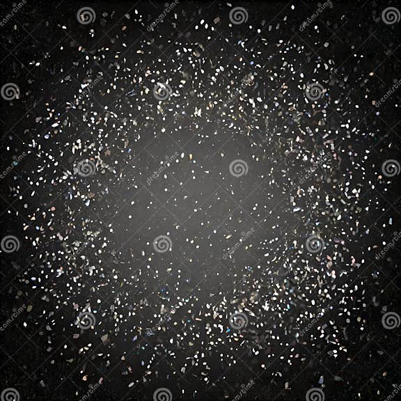 Glitter Confetti Silver Dust, Explosion on Black Background Stock ...