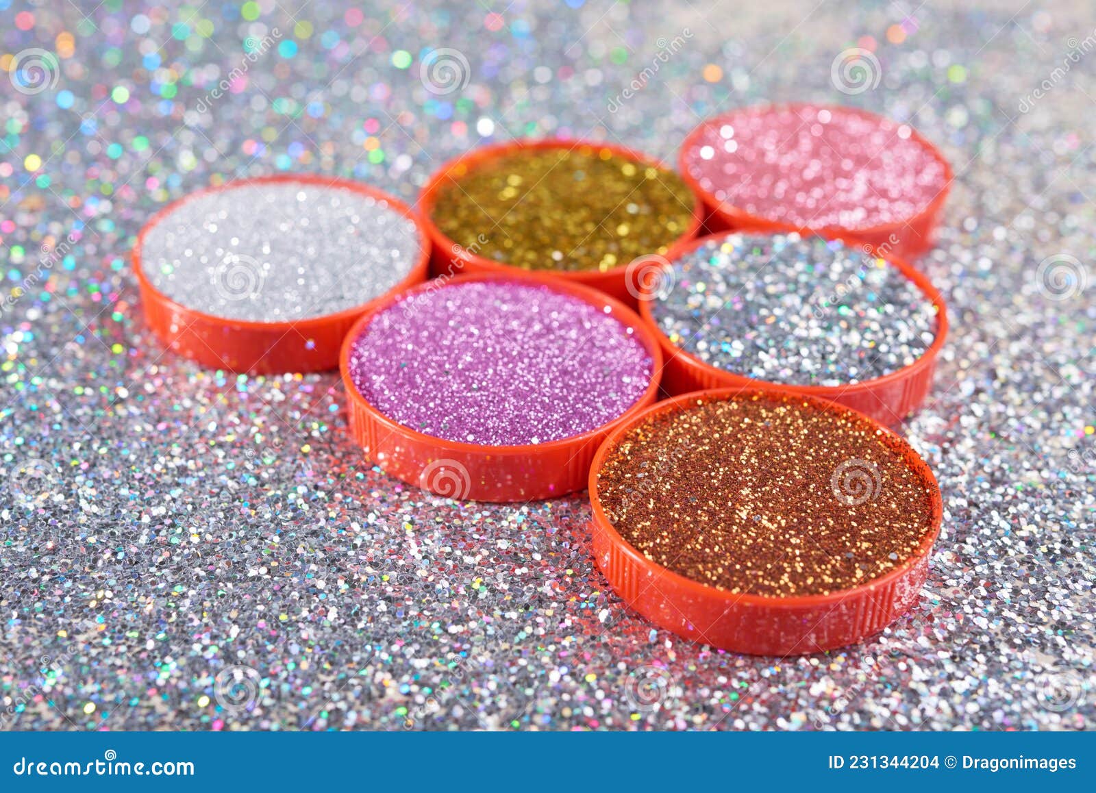Glitter Containers in Triangle Shape Stock Photo - Image of design ...