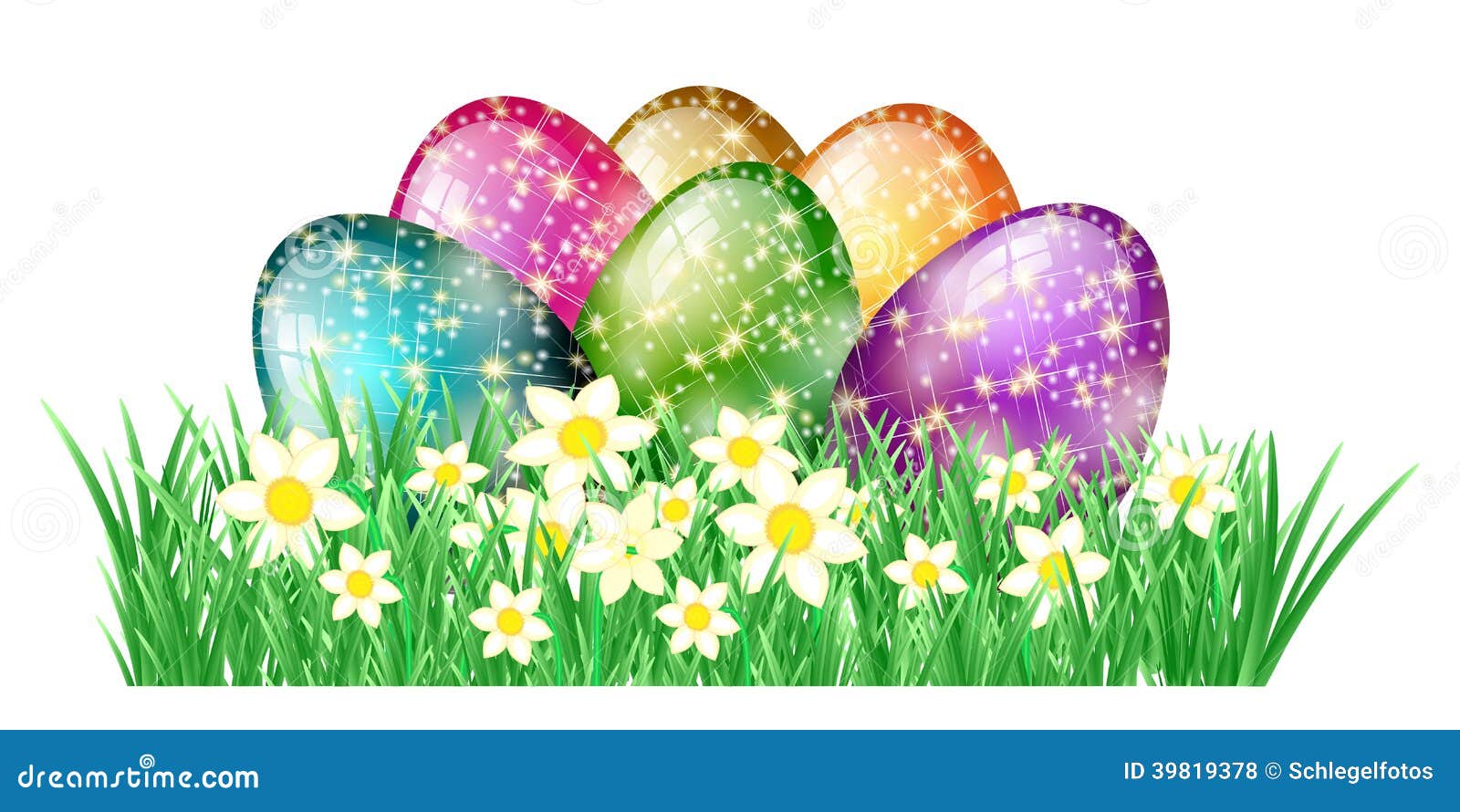 Glitter Easter Eggs in Grass Stock Illustration - Illustration of ...