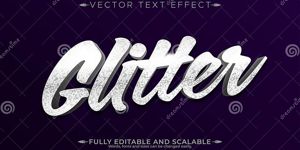 Glitter Editable Text Effect, Editable Shiny and Sparkle Text Style Stock Illustration ...