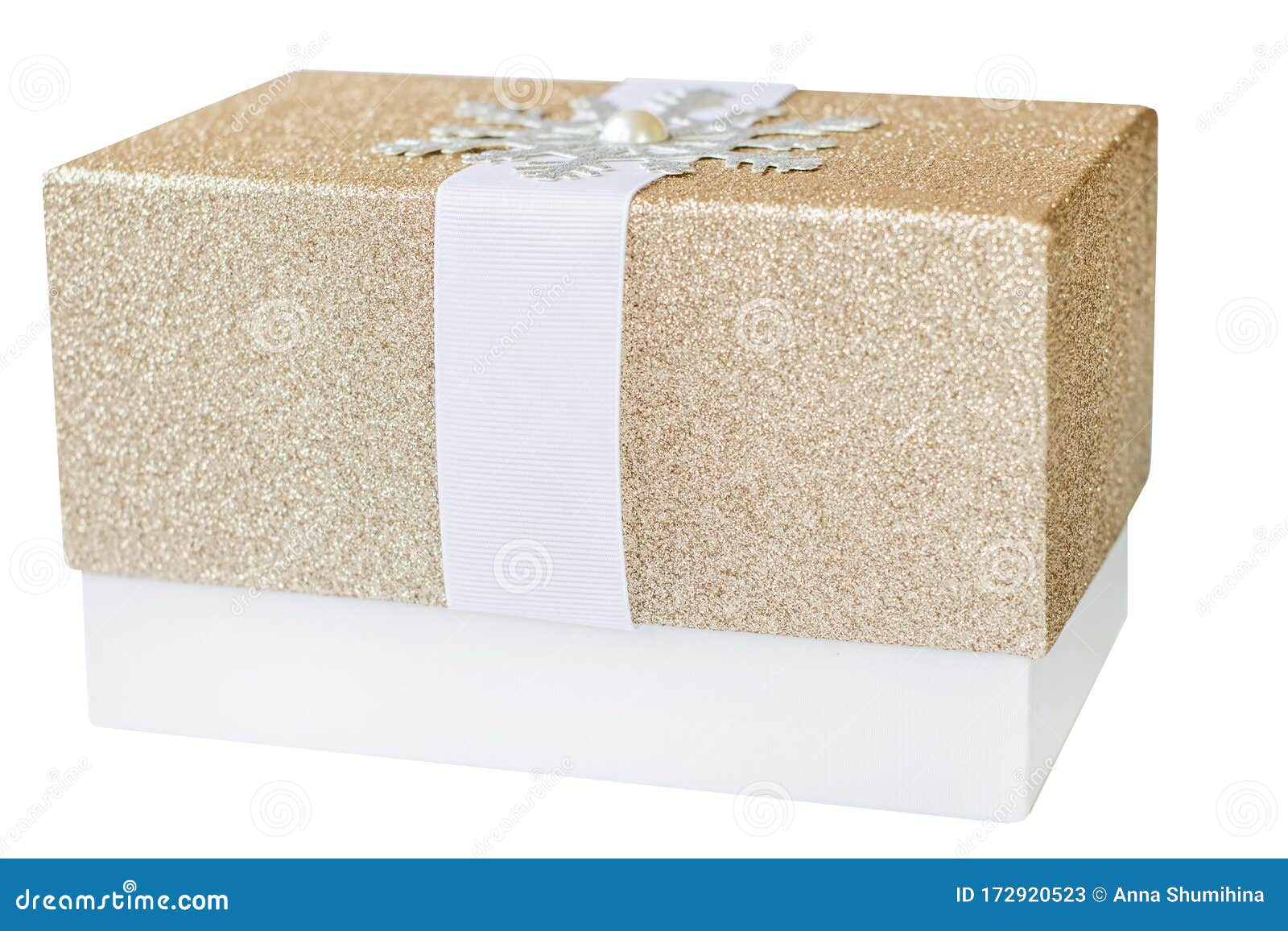 Glitter Gift Box Golden Color Isolated on White Background Stock Image ...