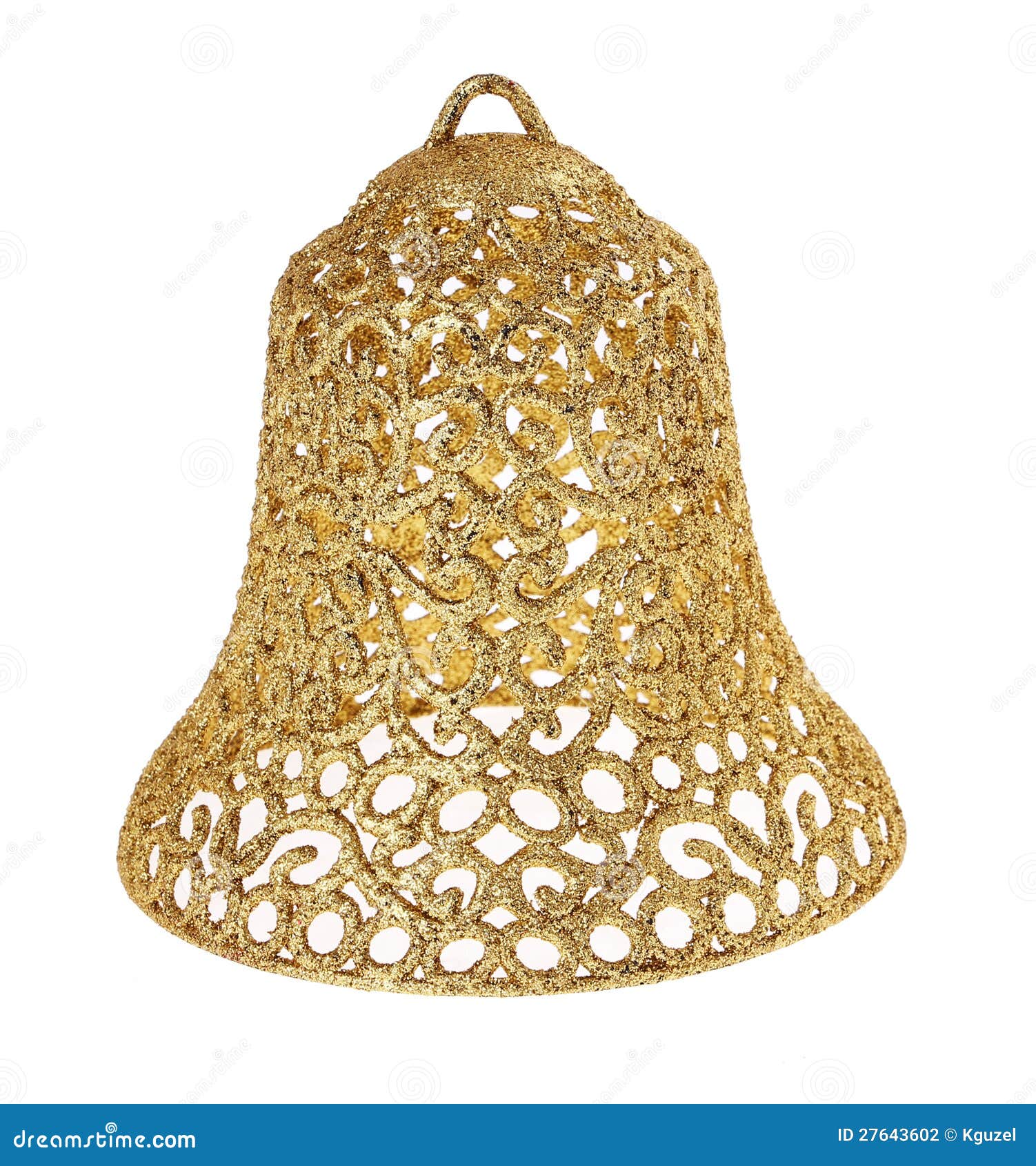 Glitter Gold Christmas Bell Toy, Isolated on White Stock Photo - Image ...